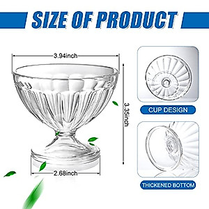 48 Pcs 8 oz Plastic Ice Cream Dessert Bowls Bulk Sundae Trifle Cups Clear Footed Milkshake Bowl Small Parfait Mousse Crystal Dish Holder Salad Condiment Fruit Bowl Holiday Wedding Picnic Party Favor