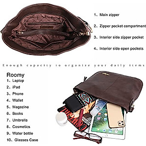 Montana West Wrangler Purses and Handbags for Women Hobo Bags Vegan Leather Crossbody Shoulder Bags Women Tote Bags WG16-1022CF Coffee