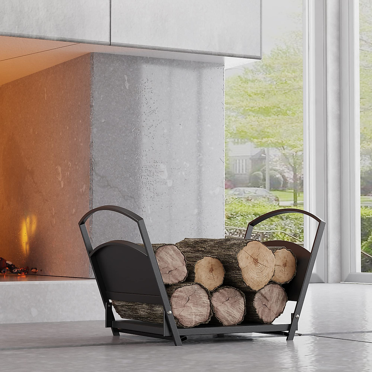 Fireplace Log Holder Folding Firewood Rack,Stacking Rack,Storage Rack for Firewood, Indoor, Outdoor,Heavy Duty Steel