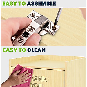 Alpine Restaurant Trash Can Cabinet with Tray Holder - Thank You Trash Can, Commercial Trash Can 40 Gallon Garbage Can Cabinet for Restaurants, Cafeterias (Oak)