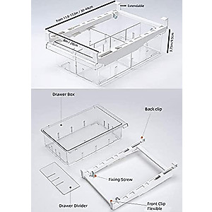 HOMEREFORM Pull-out Refrigerator Organizer Bins - Fridge Drawer Organizer with Handle, Refrigerator Shelf Holder Storage Box for Food Drinks, Fit for Fridge Shelf Under 0.6"