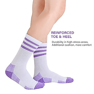 COOPLUS Womens Athletic Crew Socks 5 Pairs Outdoor Recreation Socks Performance Wicking Cushion Mid-Calf Socks