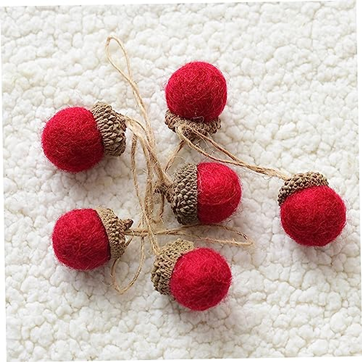 WATIIFUFU 12pcs Felt Pine Cones Christmas Tree pinecones Christmas Felt Ball Garland Felted Acorn Garland Artificial Pine Cone Christmas Hanging Bunting Ornament red Felt Winter Stockings