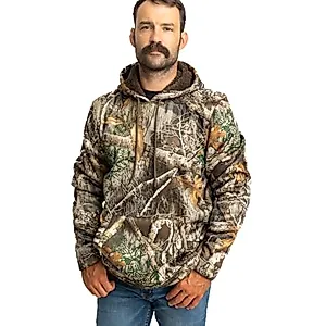 Realtree Men's Camo High Pile Fleece Vest Jacket for Hunting, Hiking and Climbing (US, Alpha, Large, Regular, Regular, Edge | Sherpa)