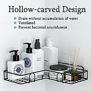 Shower Caddy, RCQD Corner Shower Caddy with Hooks/Soap Tray, Bathroom Storage Organizer,Wall Mounted Shower Organizer with Adhesive,Shower Shelf for Toilet, Dorm and Kitchen (Matte Black)