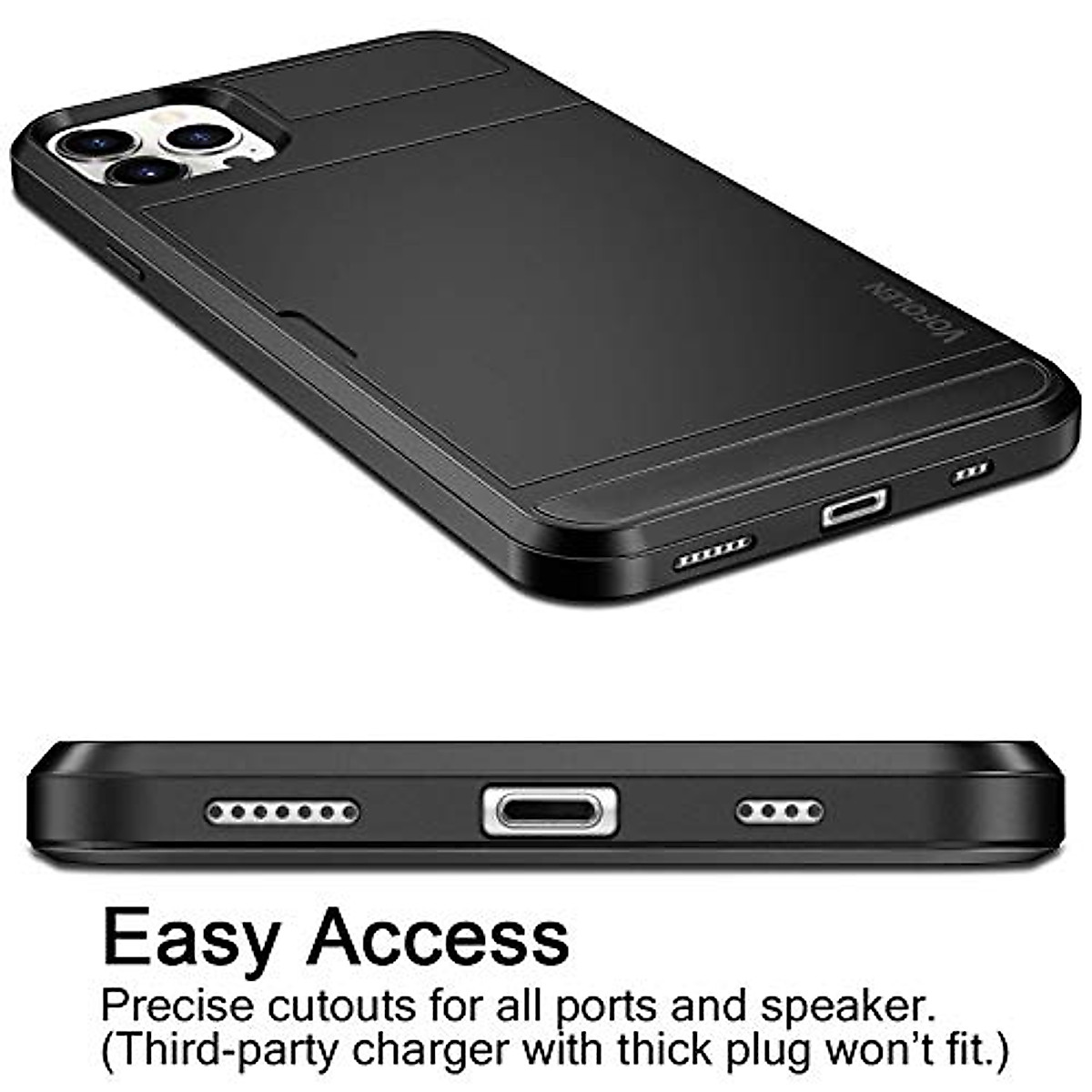 Vofolen Compatible with iPhone 12 Pro Case Wallet 5G Cover Credit Card Holder ID Slot Sliding Back Pocket Anti-Scratch Dual Layer Protective Compatible with iPhone 12 Pro 5G 6.1 inch Black