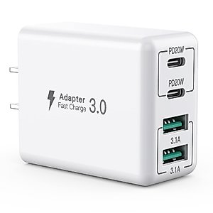 USB C Wall Charger, 40W 4-Port USB C Charger Block, Fast Charging Block Dual Port PD+QC Wall Plug Multiport Type C Compatible with iPhone 14/13/12/11/Pro Max/XS/XR/8/7/Samsung Phone, Tablet