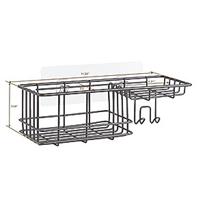 SunnyPoint Classic Wall Mounted Shower Caddy Organizer Basket Shelf With Removable Adhesive Hook. No Drilling Needed (Gunmetal, Standard)