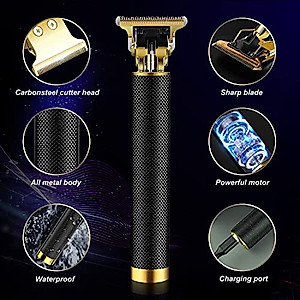 PXLISIE Hair Clippers for Men, Professional Hair Trimmer T Blade Trimmer Zero Gapped Trimmer, Cordless Rechargeable Beard Trimmer Shaver Hair Cutting Kit with Guide Combs (Black)