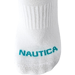 Nautica Women's Low Cut Cushioned Moisture Control Athletic Socks (6 Pack), Size 4-10, White