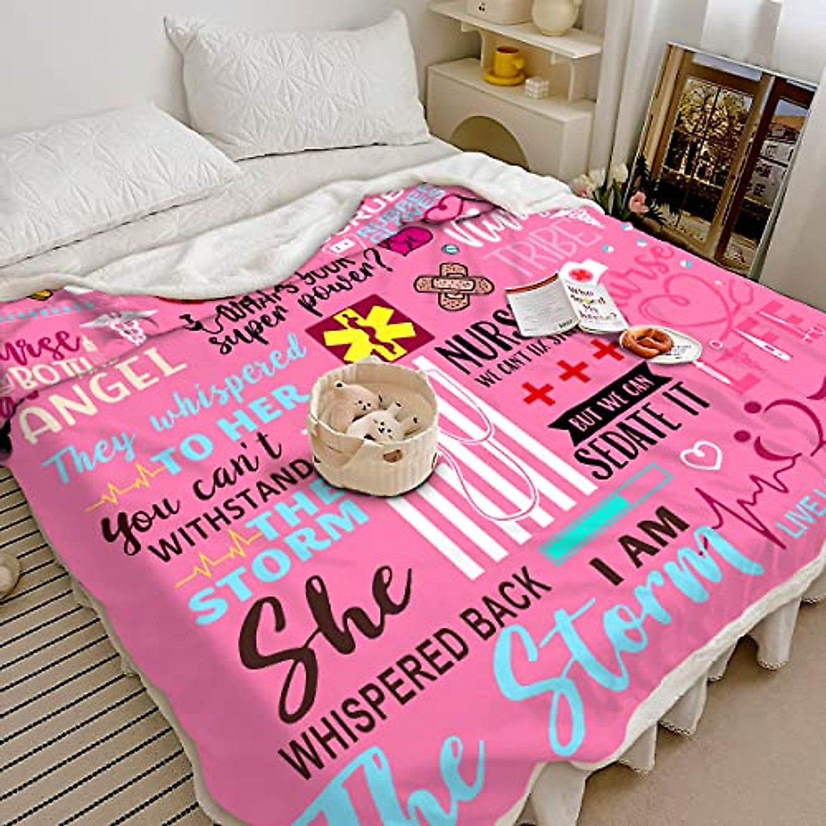 Nurse Gifts Nurse Week Gifts Throw Blanket,Nurse Gifts for Women,Nurse Appreciation Gifts,Nurse Gifts for Nursing Student Soft Fluffy Sherpa Warm Throw Blankets (H12,50"x 60")