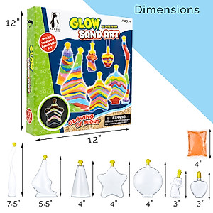Sand Art Kit for Kids, Glow in the Dark Sand Art Bottles and Necklaces, Arts and Crafts STEM Toys for Boys and Girls, 8 Art Sand Colors Including 2 Glow in the Dark, Craft Gift for Boys and Girls 3+