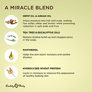 Earthly Body Miracle Oil Tea Tree Conditioner, 16 oz. - Detangles, Tames Frizz & Nourishes Roots - Tea Tree, Hemp Seed, Argan & Eucalyptus Oils - 100% Vegan, Cruelty Free