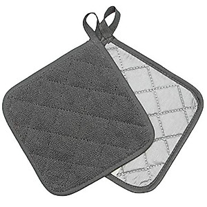 Cotton Pot Holders Cotton Made Machine Washable Heat Resistant Everyday Kitchen Basic Terry Pot Holder, Hot Pads, Trivet for Cooking and Baking Set of 4 (Grey)