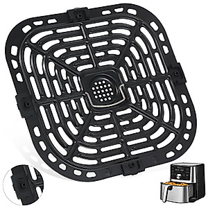 Upgraded Air Fryer Grill Pan for Instant Vortex Plus 6QT Air Fryers, Non-Stick Air Fryer Plates with Air Fryer Rubber Bumpers, Square Air Fryer Grill Plate with Holes, Dishwasher Safe