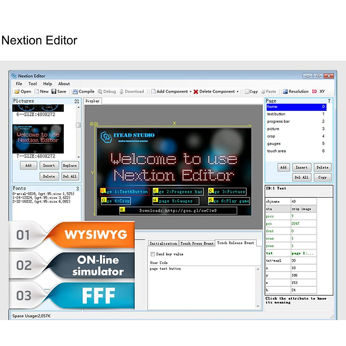 Ferwooh Nextion Basic Display 2.8'' NX3224T028 2.8inch TFT Resistive Touch Screen Panel 320X240 UART HMI LCD Display Module