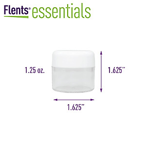 Flents Travel Cosmetic Jars for Personal Items, Clear Base for Labeling, TSA Approved, Durable and Refillable, 6 Pack, 1.25 oz, White
