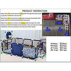 Gaorui Large Kids Baby Ball Pit - Portable Indoor Outdoor Baby Playpen Toddlers Children Safety Play Yard Fun Activities Popular Toys (Not Includes Balls) (Red)