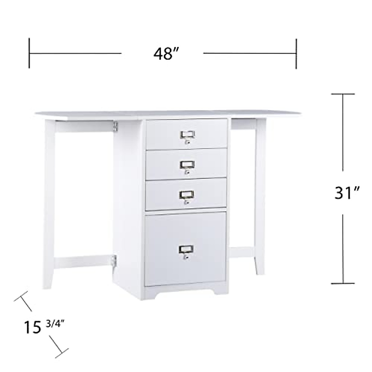 SEI Furniture Fold-Out Organizer Convertible Desktop Craft Desk, White