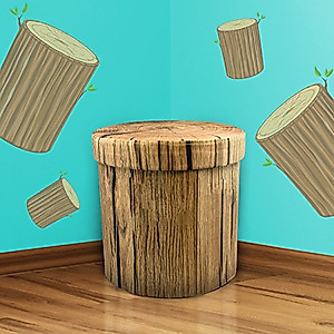 Sorbus Storage Ottoman, 15 Inch Cute 3D Play Room-Stool Toy Box – Foldable with Lid – Perfect Footstool, Pouffe, Hassock, Strong & Sturdy Space Saving Chest (Tree Stump)