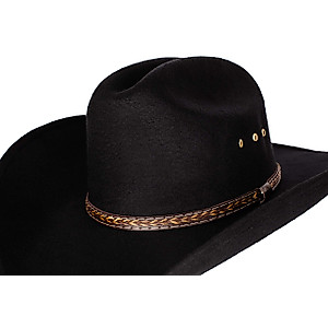 Queue Essentials Western Style Pinch Front Straw Canvas Cowboy Cowgirl Straw Hat (Felt Black, SM)