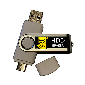 HDD Hard Drive Permanent Disk Eraser - Wipe Your Data Secuely - DOD (Department of Defense) IT Industry Standard Utility - Bootable Boot USB Flash Thumb Drive USB-C Compatible