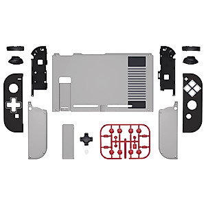 eXtremeRate Dpad Version Custom Full Set Shell for Nintendo Switch, Soft Touch Replacement Console Back Plate, NS Joycon Handheld Controller Housing & Buttons for Nintendo Switch - Classics NES Style