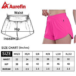 Aurefin Running Shorts for Women，Lightweight Athletic Shorts with Mesh Liner and Zip Pocket Quick Dry Workout Sports Shorts Sonic Pink/Medium