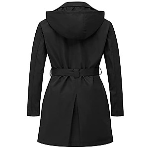 CREATMO US Plus Size Trench Coats for Women Coat Long Mid Length Relaxed-Fit Water-Resistant Black 4X