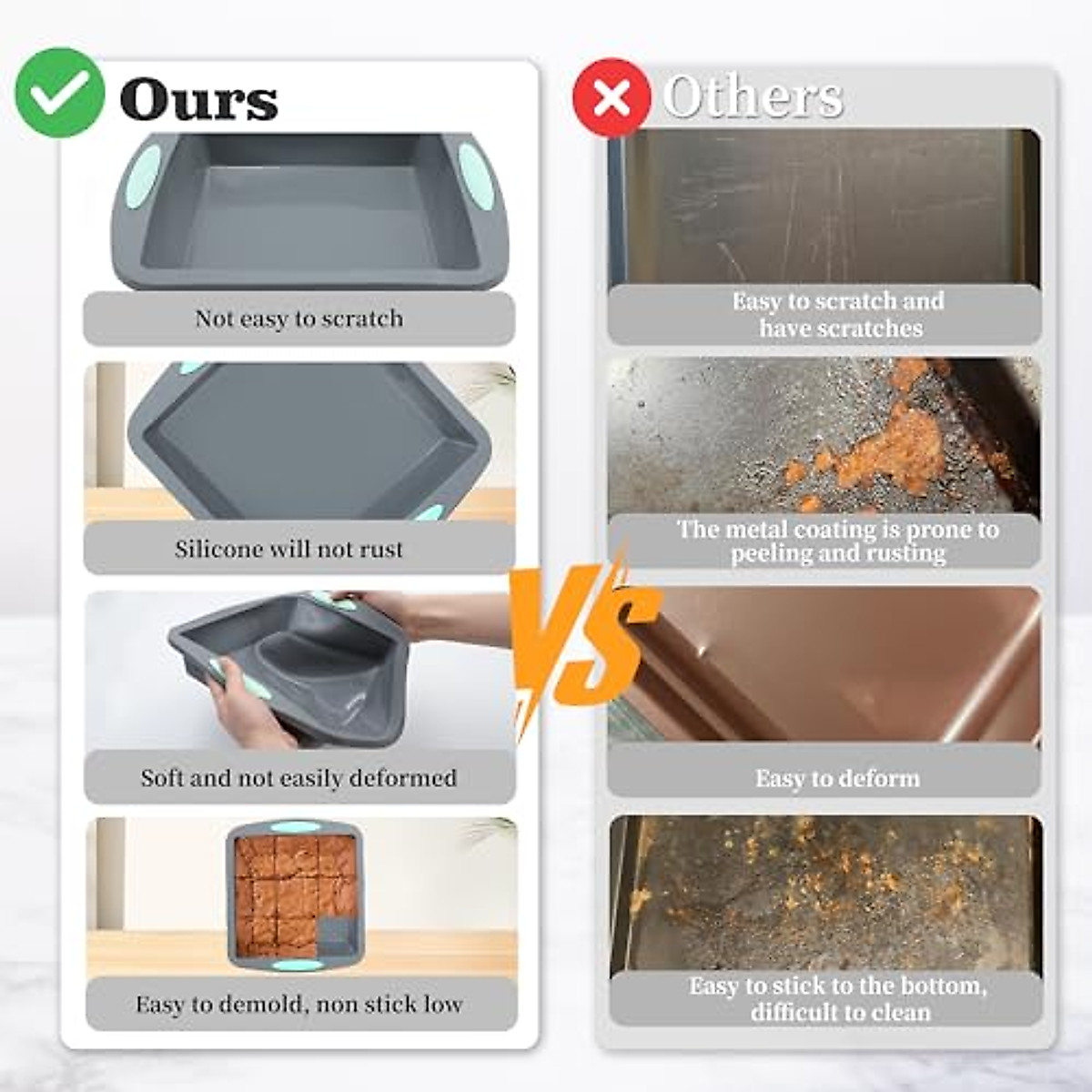 Tongjude 46 Piece Silicone Bakeware Set, Non-Stick Kitchen Oven Baking Pans, Silicone Cake Molds with Cake Pan, Chiffon Cake Pan, Donut Pan, Square Cake Pan and Loaf Pan