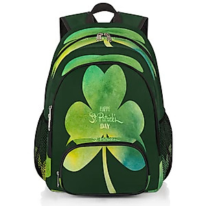 St. Patrick's Day St. Patrick's Day Clover Bookbag School Backpack Teens Girls Boys Schoolbag Shoulder Computer Hiking Gym Travel Casual Travel Daypack