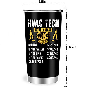MIFK US Store HVAC Tech Gifts for Men, Funny HVAC Technician Tumbler for Dad, Husband, Boyfriend, Cowoker, Mechanic Tradesman's Coffee Travel Mug Tumbler with Lid Straw 20oz (20OZ 1)