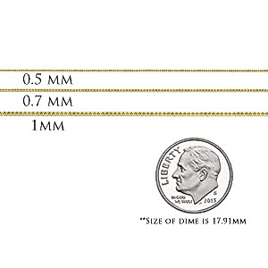 Honolulu Jewelry Company 14K Thin Real Solid Yellow Gold 0.5mm Box Chain Necklace Spring-Ring Clasp - 18 Inches