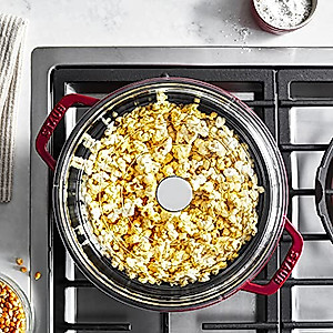 Staub Cast Iron Dutch Oven 4-qt Round Cocotte with Glass Lid, Made in France, Serves 3-4, Cherry