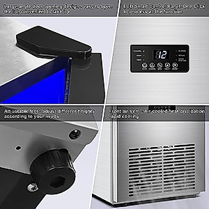 Commercial Ice Maker Machine 130LBS/24H with 35LBS Storage Bin, Stainless Steel Undercounter/Freestanding Ice Cube Maker for Home Bar Outdoor, Automatic Operation, Include Scoop, Connection Hose