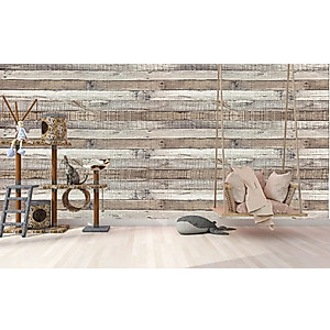 Qianglive Vintage Wood Wallpaper Rustic Wood Wallpaper Stick and Peel Self Adhesive Distressed Wood Look Wallpaper Vinyl Shelf Home Wood Panel Wall Paper Covering Film 17.3"× 120"
