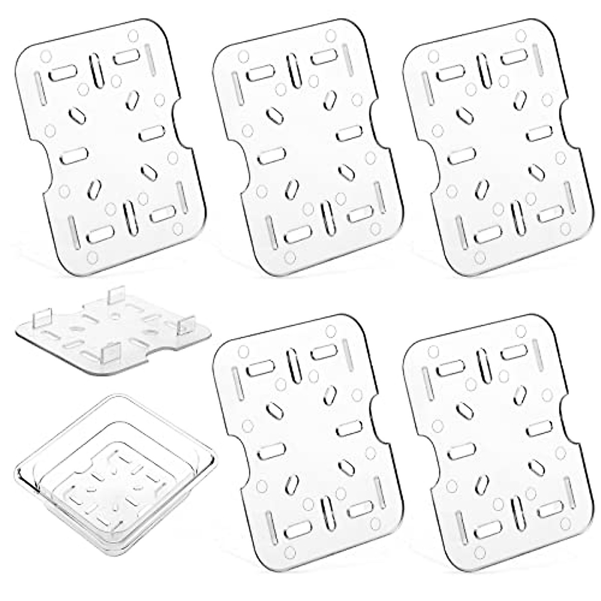 Zubebe 6 Pcs Plastic Drain Shelf for Size Food Pan Clear Plastic Grate Acrylic Food Drain Trays for Kitchen Restaurant Hotel (1/6)