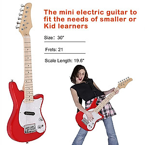 Ktaxon 30" Electric Guitar Kids Guitar Beginner Electric Guitar Kit with 5-watt Amp, Portable Bag, Adjustable Shoulder Strap, Plectrum, Power Wire and Wrench Tool(Red)