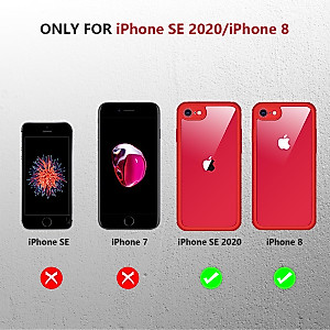 iPhone SE 2022 & 2020 Case, iPhone 8 Case [Built-in Glass Screen Protector] Military Grade Full Body 360 Shockproof Stylish Bumper Transparent Back Case Cover for iPhone SE 2020/ iPhone 8 (Red)