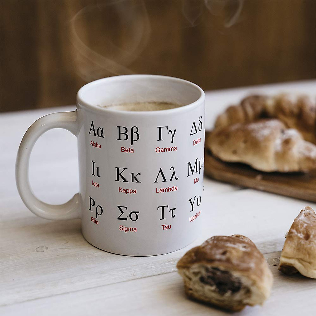 TWISTED ENVY Greek 24 Alphabet Educational 15 OZ Ceramic Mug for Coffee, Tea - Greek Letters Education Novelty Cup for Students, Teacher, Friends, Funny Gifts