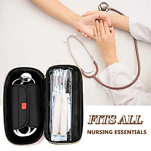 Damero Double Layer Stethoscope Case Compatible with 3M Littmann/ADC/Omron Stethoscope, Stethoscope Carrying Case Travel Bag for Nurse Accessories, Misty Rose