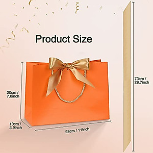 Colorlife Gift Bags 6 Pack Small Favor Bags with Handles and Bow Ribbon 11 x 3.9 x 7.8 inch Waterproof Colorful Paper Gift Bags for Baby Shower, Birthday, Wedding, Party, Festival, Holiday, 6 Colors