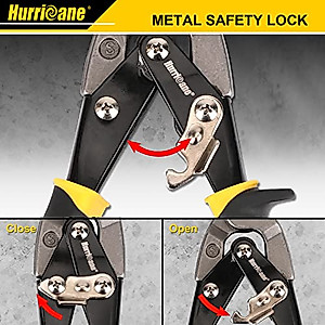 Hurricane 3 pc Aviation Tin Snips Set, Metal Cutter Shear for Cut Sheet Metal, Chrome Vanadium Steel, Straight Left and Right, Ergonomical TyreGrip Handle with Hang Hole and Safety Latch