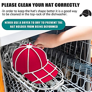 INVODA Hat Washer Cage Hat Washer for Washing Machine Hat Cleaner for Baseball Cap Dishwasher Hat Rack Protector Organizer for Flat & Curved Hat (White 2PCS)