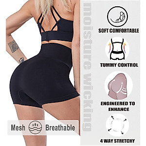 SALSPOR Workout Shorts Women, High Waist Seamless Gym Spandex Shorts(A,Black,M)