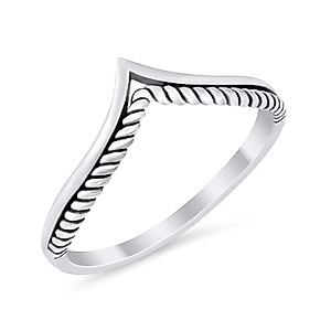 Blue Apple Co. Sterling Silver Size-7 Midi Thumb Ring V Band Chevron Plain Solid Heart Cabl Round 925 Sterling Silver
