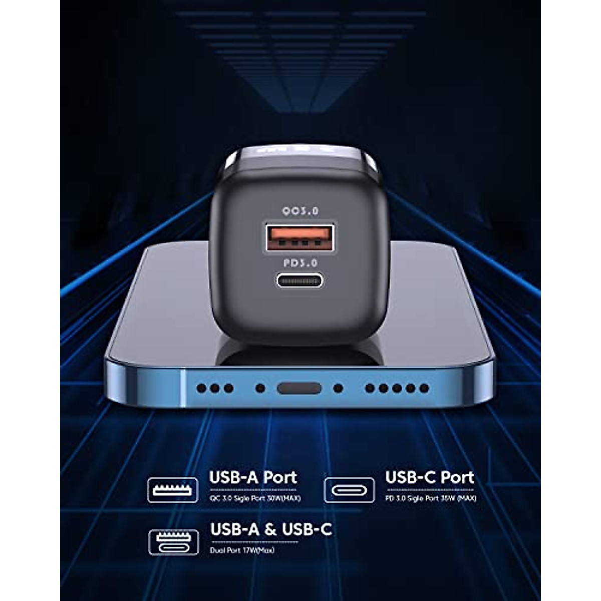 Kuulaa Usb C Charger Fast Charging Block,35W Max GaN Dual Port PD 3.0 & QC 3.0 Type C Charging Block With Usb C Cable for iPhone 14/13/12/11/Samsung Galaxy S23 Ultra/S22 Ultra/Macbook Pro/Air And More