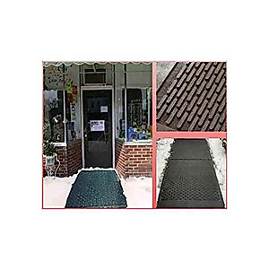 Cozy Products Ice-Away Heated Mat, Non-Slip Waterproof Mat for Outdoor Use, Snow Melting Rubber Mat, Includes a 15' Power Cord, 240-Watt, Black