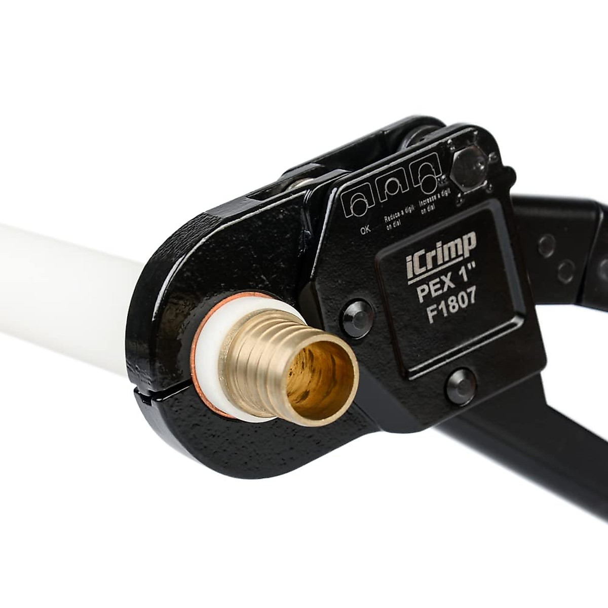 iCrimp PEX 1-inch Crimping Tool, for Copper Pex Crimp Rings and Fittings, with Go/No-Go Gauge,Angled Head,suits All US F1807 Standards