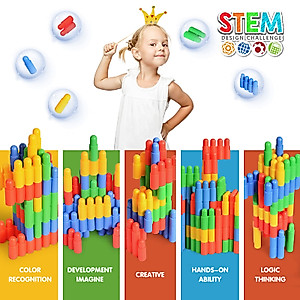 ZOZOPLAY Building Blocks, Toddler Building Toys, STEM Toys, Toy Building Sets, Learning Toys, Building Toys for Kids Ages 4-8,58pcs Toddler Blocks with Storage Box, Gifts for Boys Girls Kids